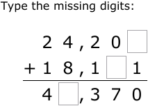 IXL - Addition: fill in the missing digits (Grade 4 math practice)