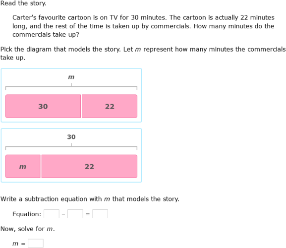 IXL | Write and solve addition and subtraction equations using diagrams ...
