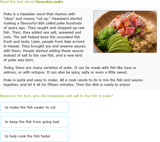 IXL | Read about food | Grade 3 English language arts