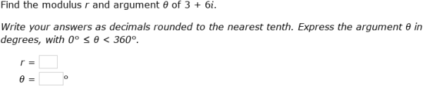 IXL | Find the modulus and argument of a complex number | Grade 12 math