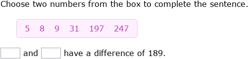 IXL | Choose numbers with a particular difference | Grade 4 math