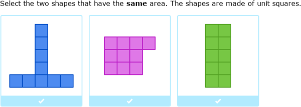IXL | Select two figures with the same area | Grade 3 math