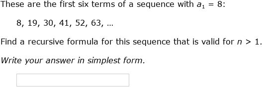 IXL | Find a recursive formula | Grade 12 math
