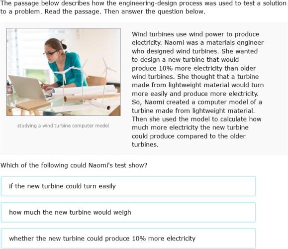 IXL | Evaluate tests of engineering-design solutions | Grade 6 science