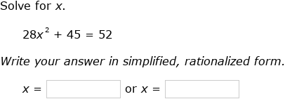 IXL | Solve a quadratic equation using square roots | Grade 12 math