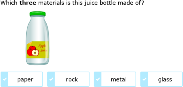 IXL | Identify multiple materials in objects | Grade 1 science