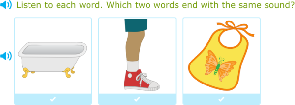 IXL | Which two words end with the same sound? | Jr. kindergarten ...