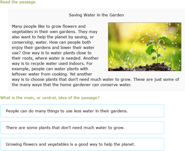 IXL | Determine the main idea of a passage | Grade 3 English language arts