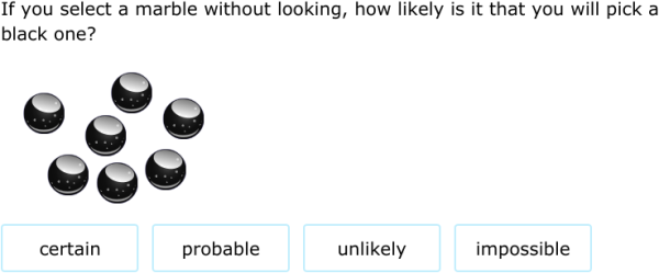 IXL | Certain, probable, unlikely and impossible | Grade 1 math