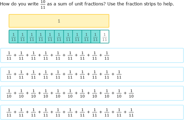 IXL | Decompose fractions into unit fractions using models | Grade 4 math