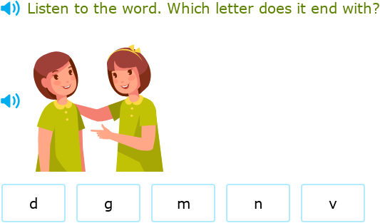 IXL | Which letter does the word end with? | Grade 1 English language arts
