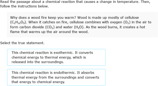 IXL | Describe energy changes in chemical reactions | Grade 7 science