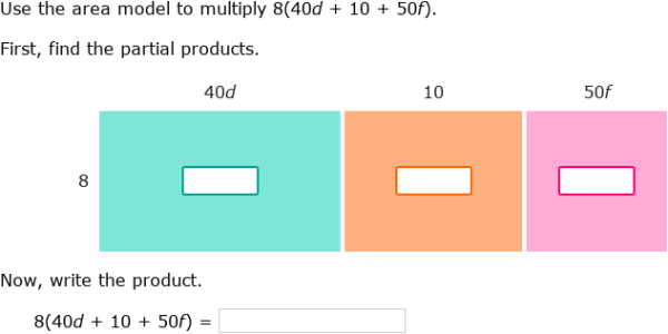 IXL | Multiply using the distributive property: area models | Grade 7 math