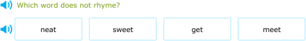 IXL | Which word does not rhyme? | Grade 2 English language arts