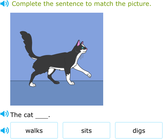IXL | Complete the sentence with an action verb to match the picture ...