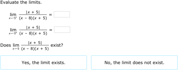 IXL - Find limits involving absolute value functions (Calculus practice)