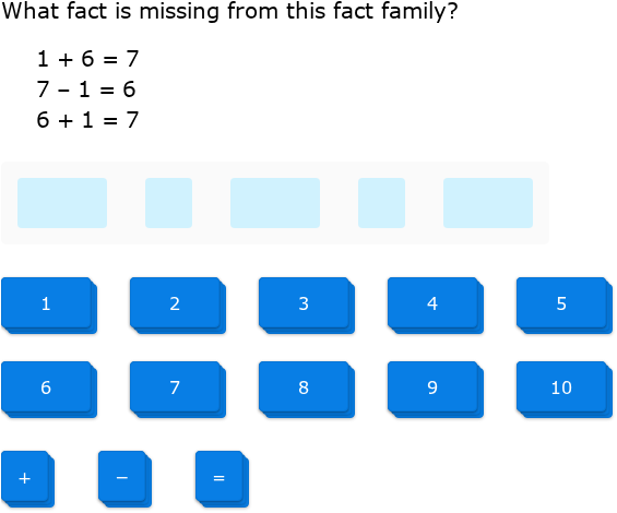 IXL | Fact families - up to 10 | Grade 1 math