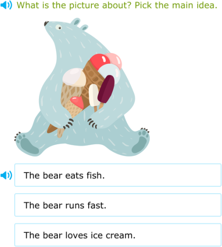 IXL | What is the picture about? | Grade 1 English language arts