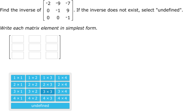 IXL | Inverse of a 3 x 3 matrix | Grade 12 math