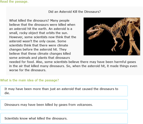 IXL | Determine the main idea of a passage | Grade 3 English language arts