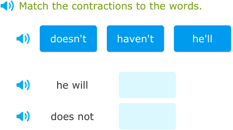 IXL | Match the contractions | Grade 1 English language arts