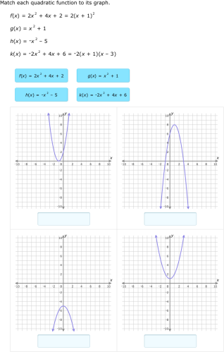 IXL | Match quadratic functions and graphs | Grade 11 math