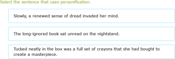 IXL | Use personification | Grade 8 English language arts