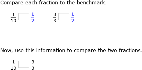 IXL | Compare fractions using ½ as a benchmark | Grade 4 math