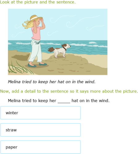IXL | Add descriptive details to sentences | Grade 3 English language arts
