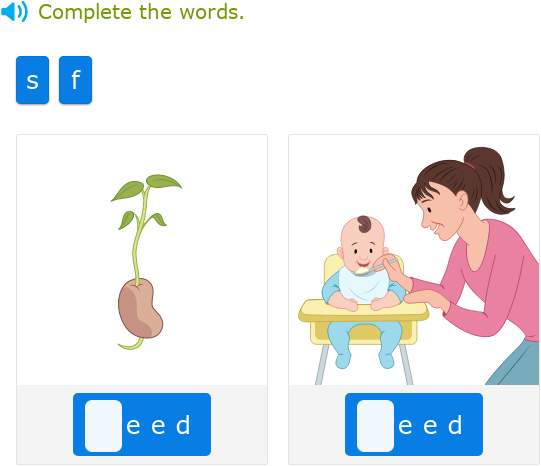 IXL | Complete the vowel team words | Grade 1 English language arts