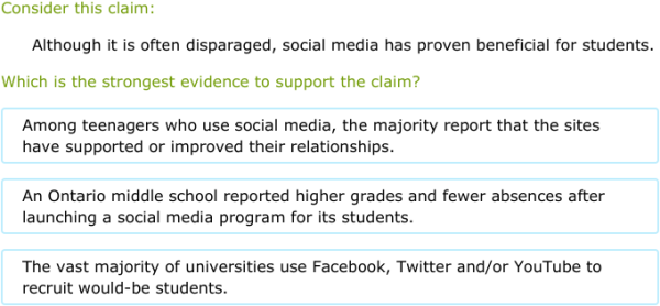 IXL | Choose the best evidence to support a claim | Grade 10 English ...