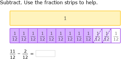 IXL | Subtract fractions with like denominators using strip models ...